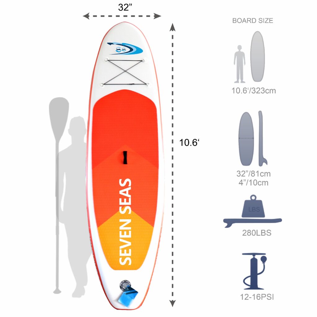 Seven Seas 2024 Red Sunshine Stand Up Paddle Board 10ft-11.6ft-12.6ft ...